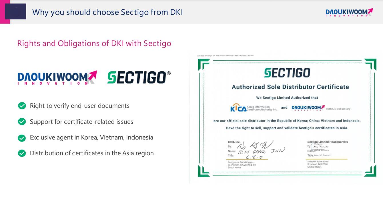 Sectigo Official Exclusive Partner Daousign